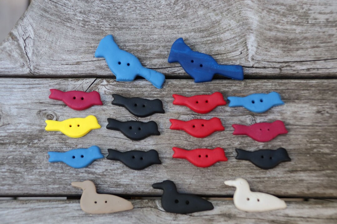 Polymer Clay Bird Embellishment Buttons: Owl, Eagle, Loon - Etsy
