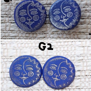 Unique Celestial Sun/ Moon Buttons Polymer Clay Buttons in Blue, Black ...