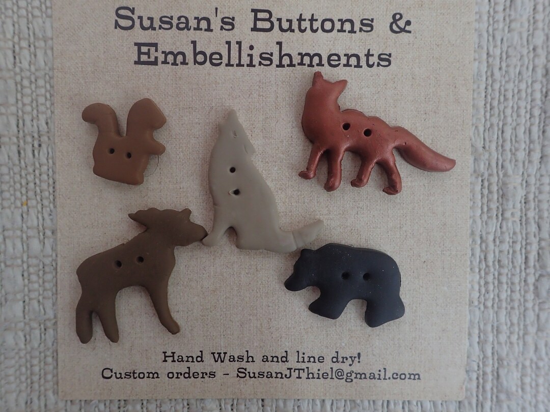 Woodland Animal & Tree Embellishment Buttons: Moose, Coyote, Fox ...