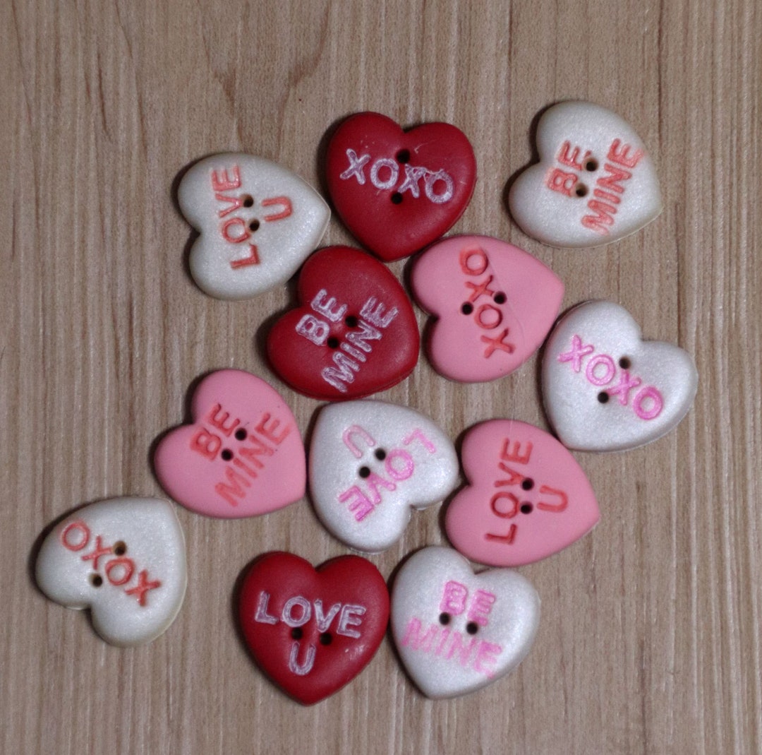 3/4 Conversation Heart Buttons, Handmade Polymer Clay Button Sets: Love ...