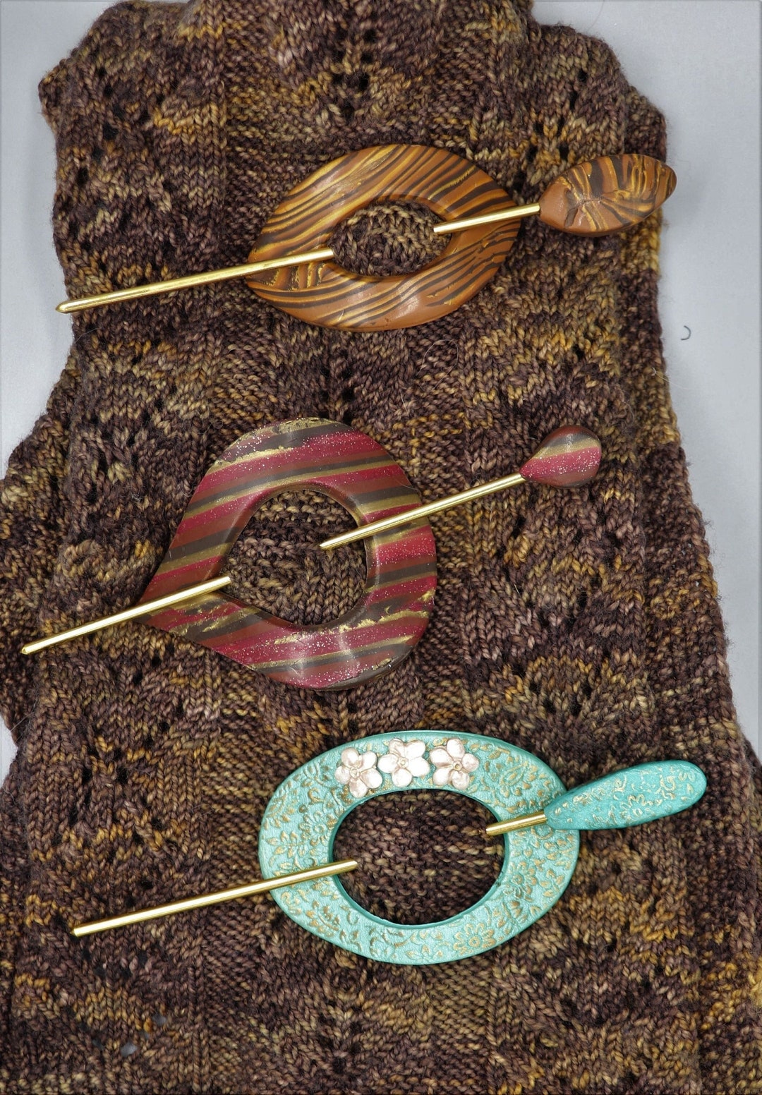 Handmade Polymer Clay Hair Pins/scarf Pins Interchangable - Etsy