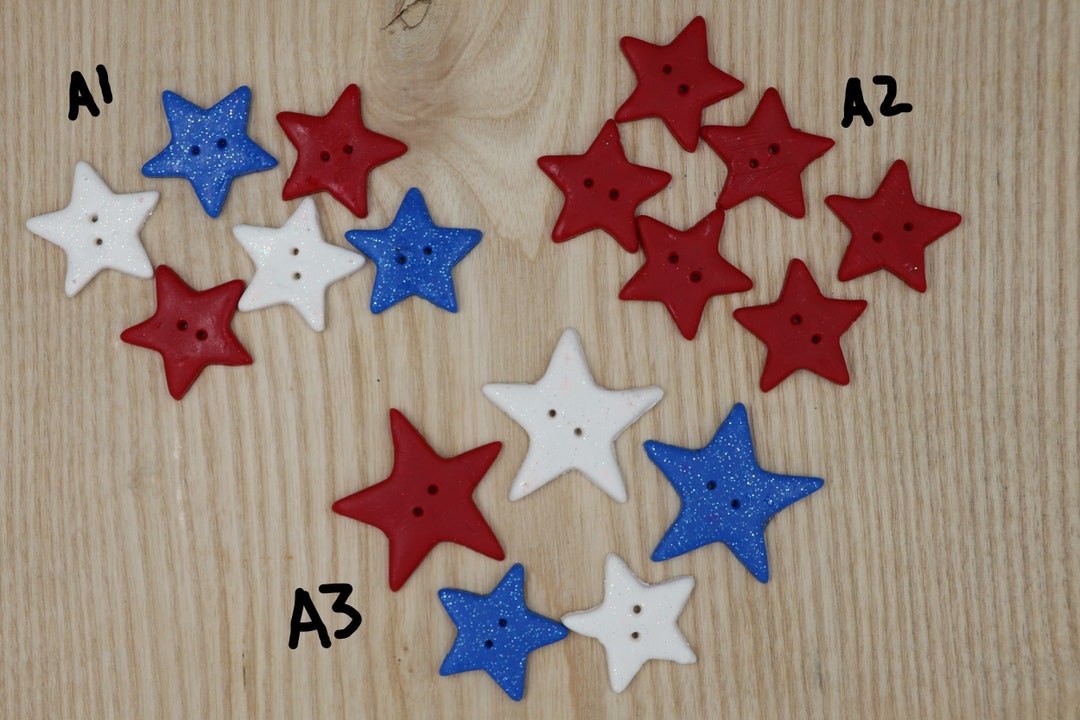 Star / Celestial Embellishment Buttons: Gold, Red White & Blue, Mini ...