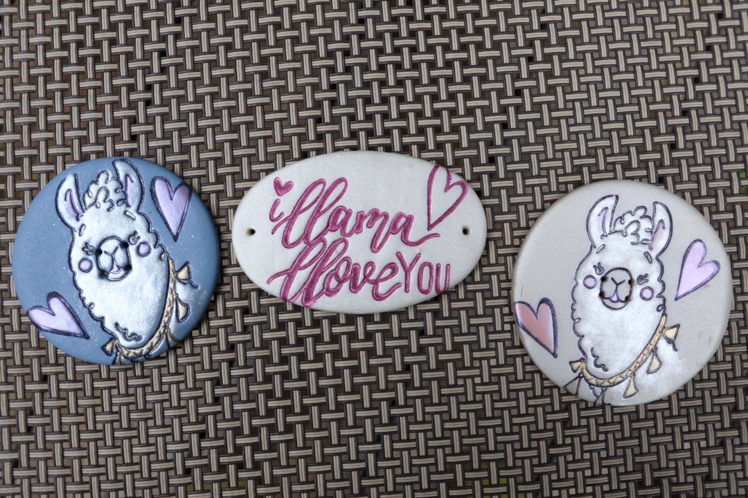 Handmade Polymer Clay Llama & Sheep Buttons - Etsy