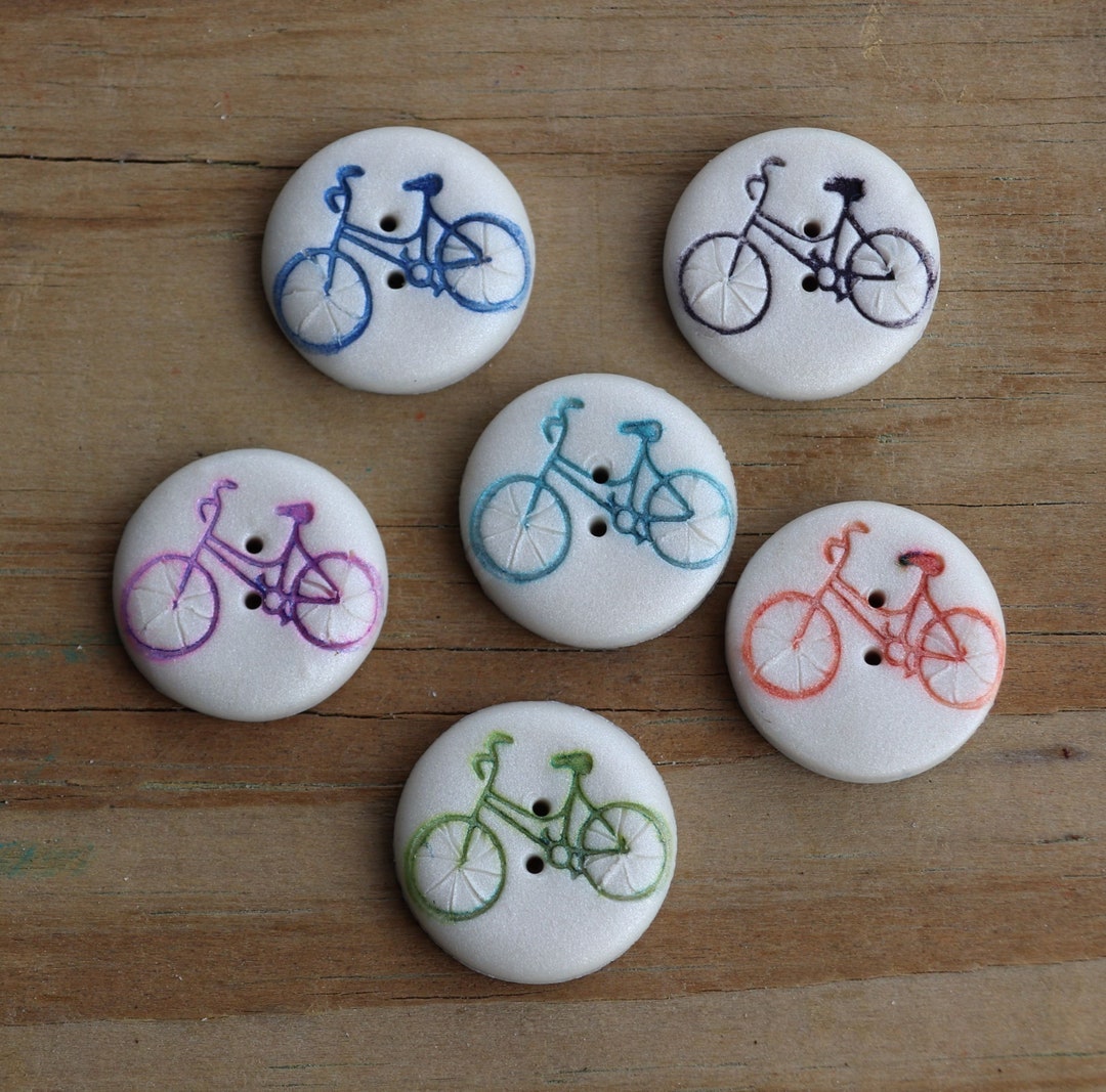 Bicycle Buttons, Bike Buttons in Polymer Clay, Aqua, Rainbow - Etsy