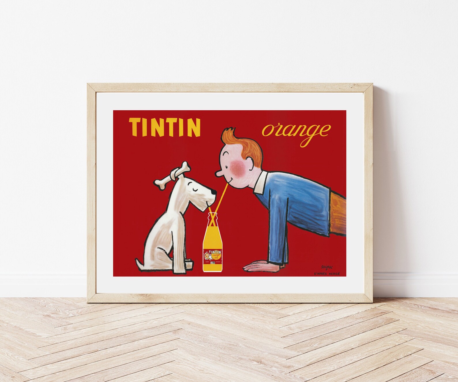 Tintin Orange Soda Vintage Poster, Tintin Snowy Drinking Poster, Tintin ...