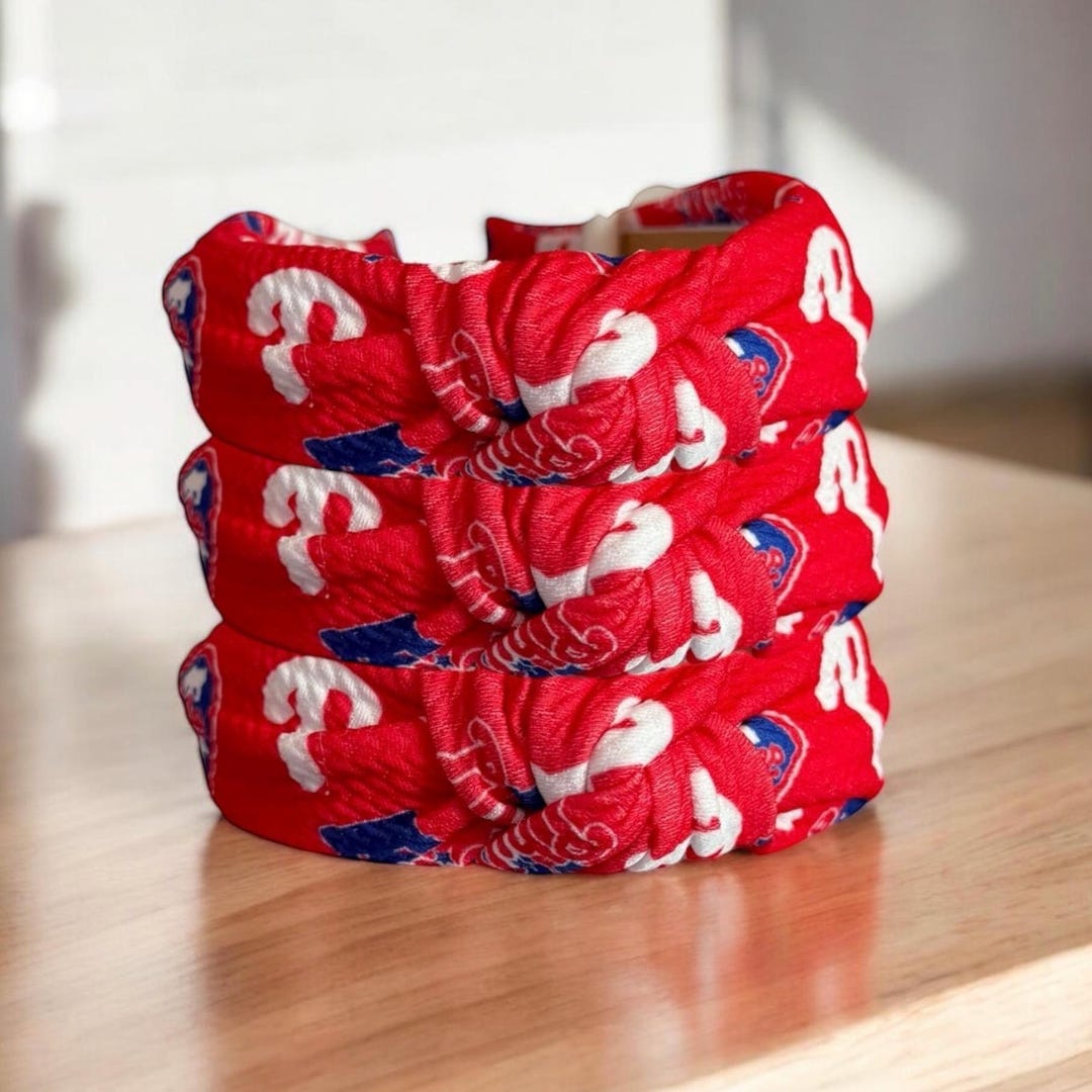 PHILLIES INSPIRED HEADBAND Red With White P | Phillies Inspired Prints ...
