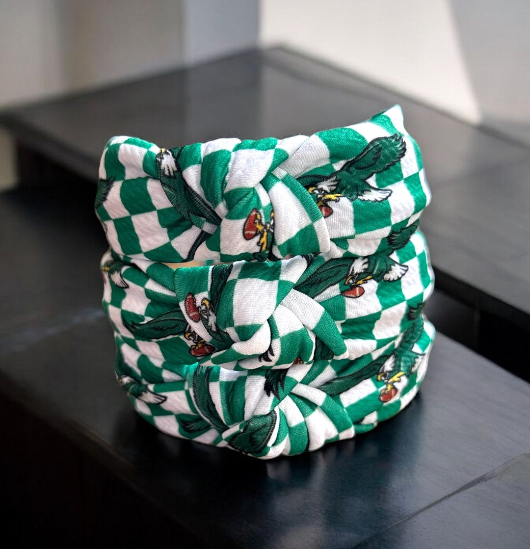 Phl Eagles Inspired Headband | Kelly Green Checker & Retro Bird Print ...