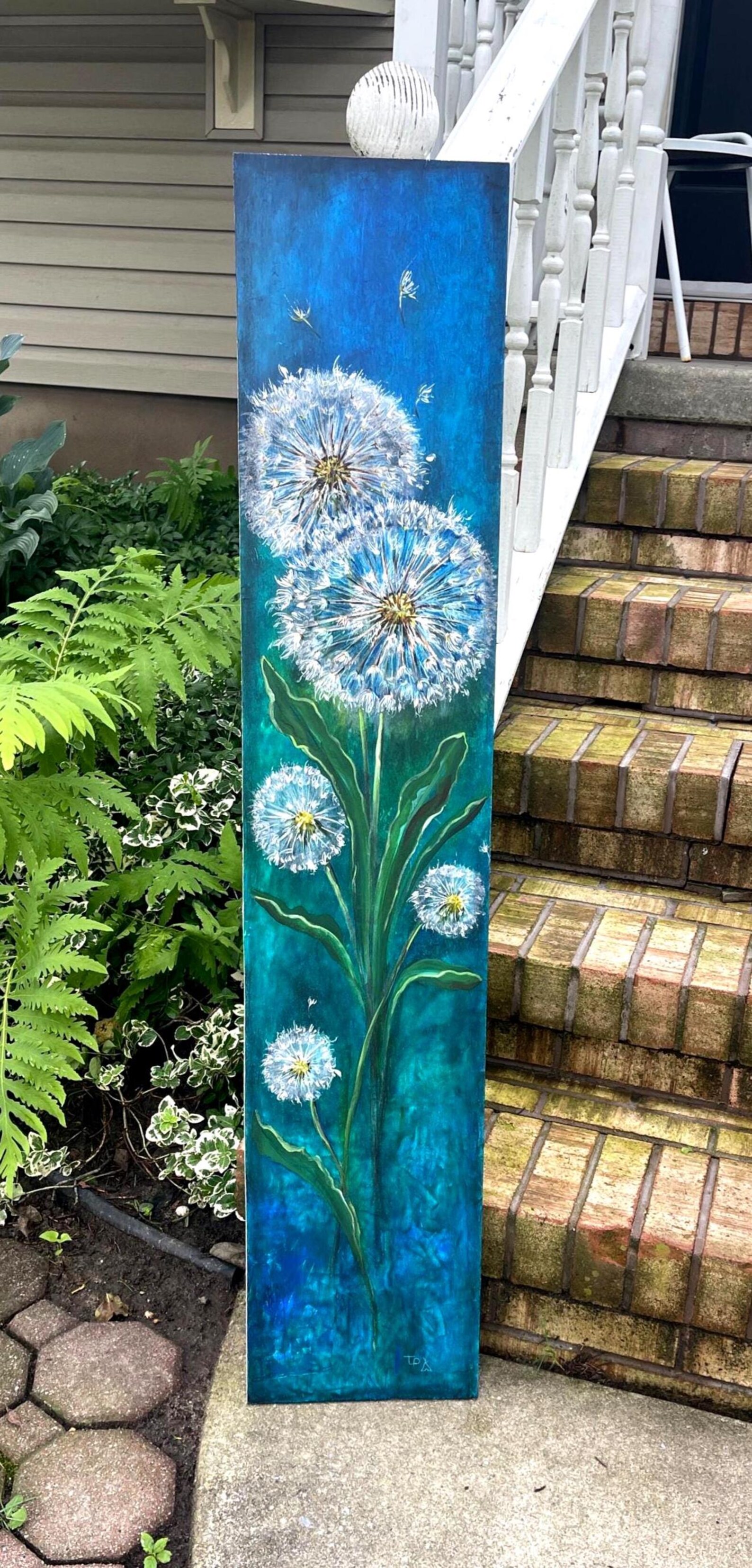 Dandelion Welcome Sign: Hand Painted Porch Leaner, Spring and Summer ...