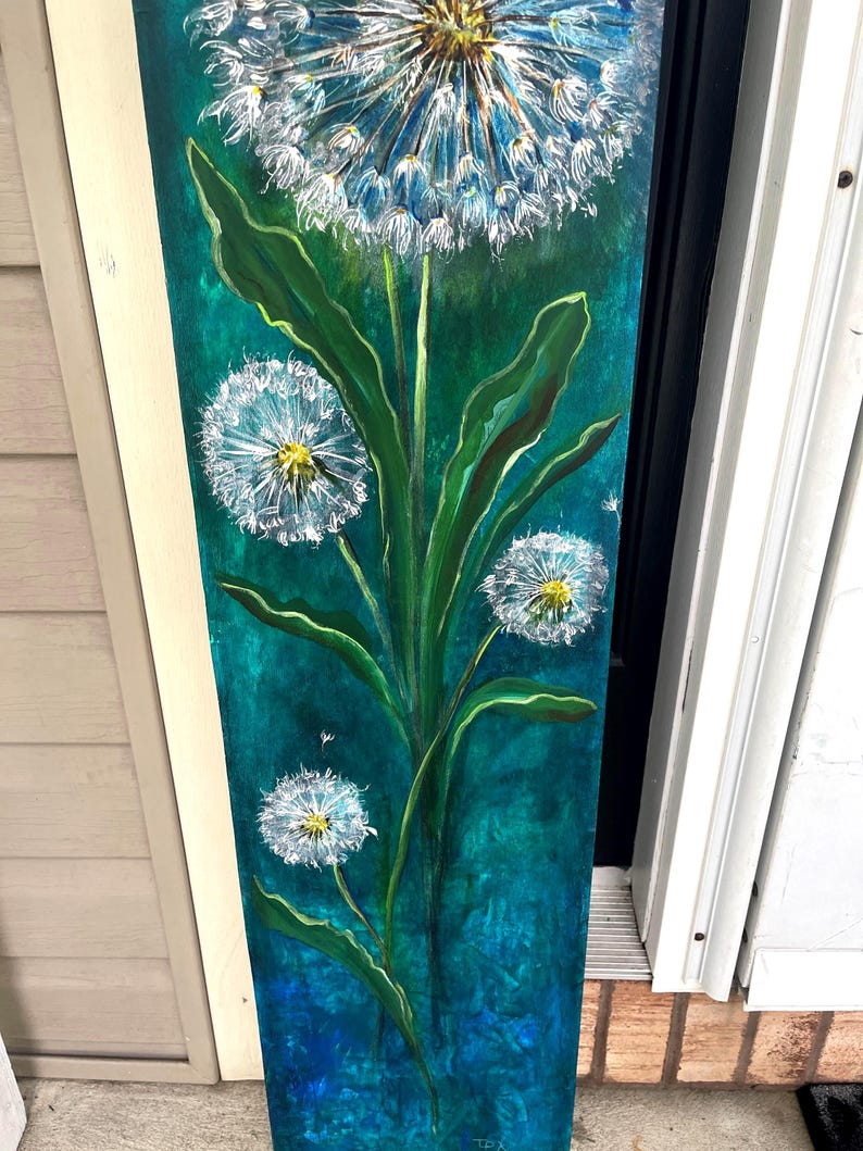 Dandelion Welcome Sign: Hand Painted Porch Leaner, Spring and Summer ...
