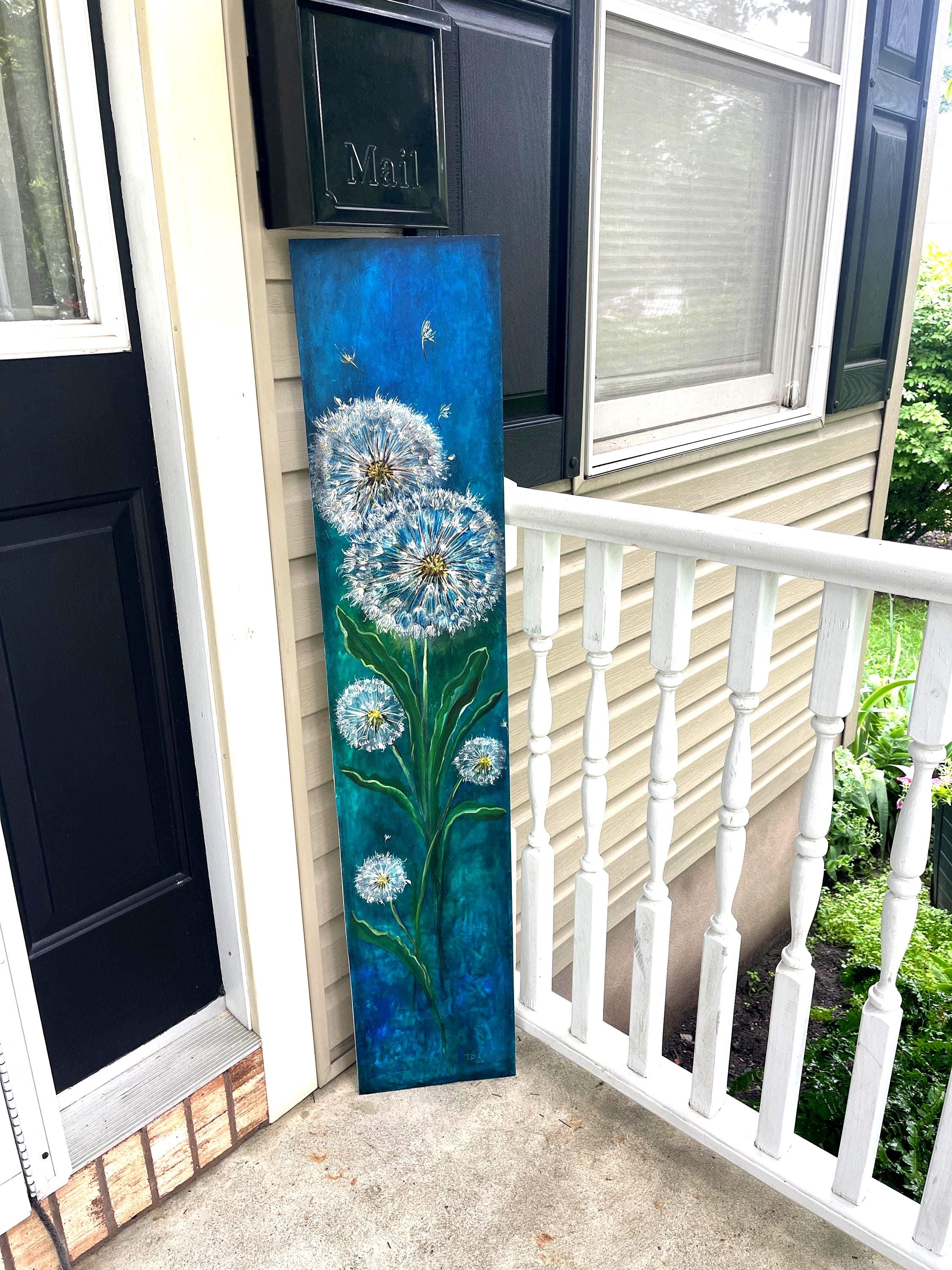 Dandelion Welcome Sign: Hand Painted Porch Leaner, Spring and Summer ...
