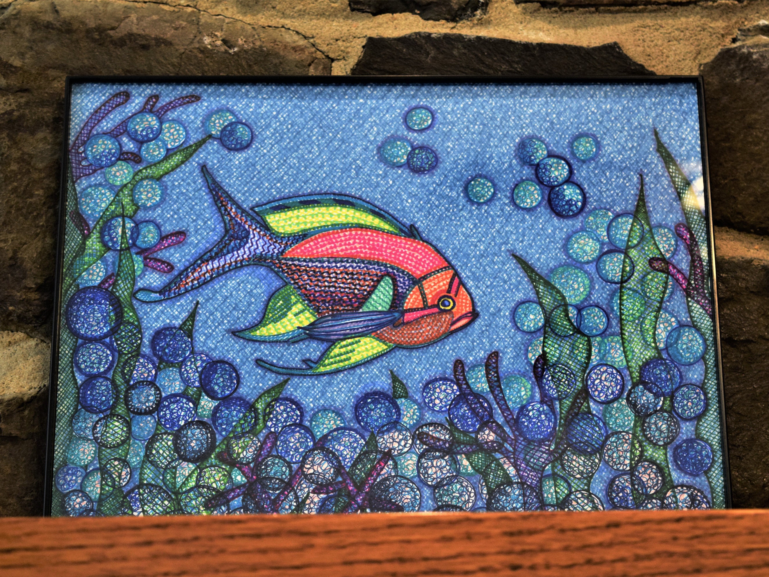 Original Fish Ink Drawing Framed/ Prints Available/ Tropical Fish Wall ...