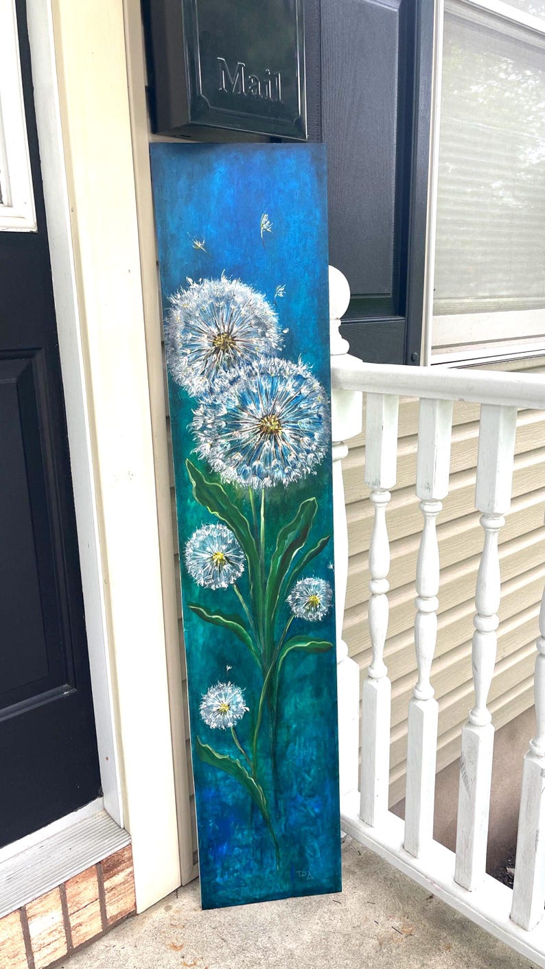 Dandelion Welcome Sign: Hand Painted Porch Leaner, Spring and Summer ...