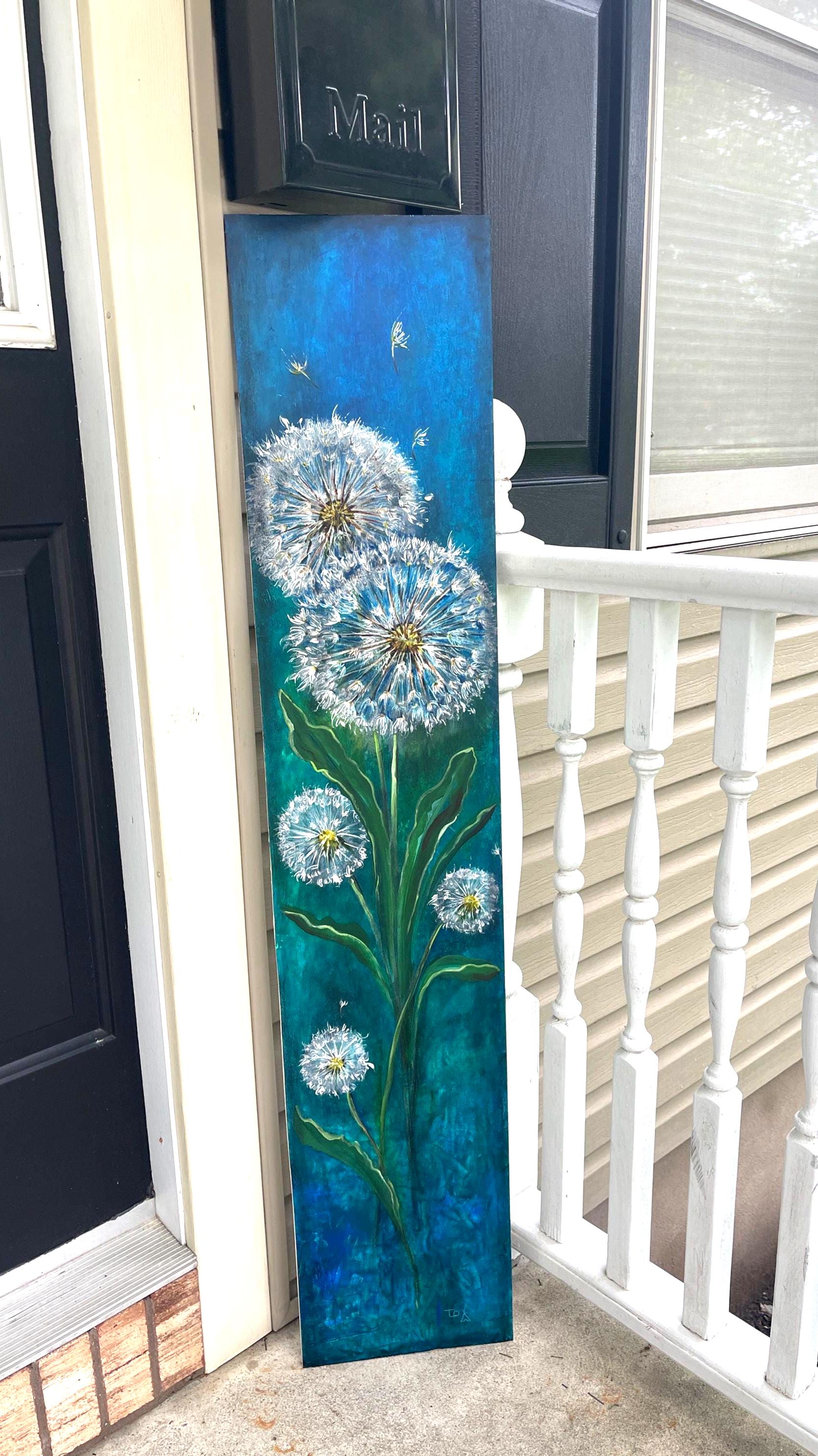 Dandelion Welcome Sign: Hand Painted Porch Leaner, Spring and Summer ...