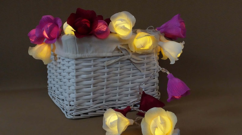 HANDMADE Roses String Lights, Lights Garland, Flower Lights Garland ...
