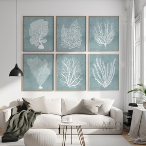 Blue Sea Coral Print: Coastal Bathroom Wall Art (digital Download) - Etsy