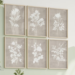 Neutral Floral Wall Art, Rustic Modern Art Print, Set of 6 Gallery Wall ...