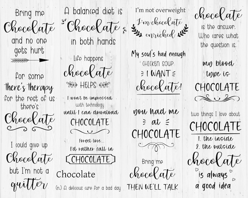 Chocolate Quotes SVG Bundle Chocolate Sayings Png Funny - Etsy