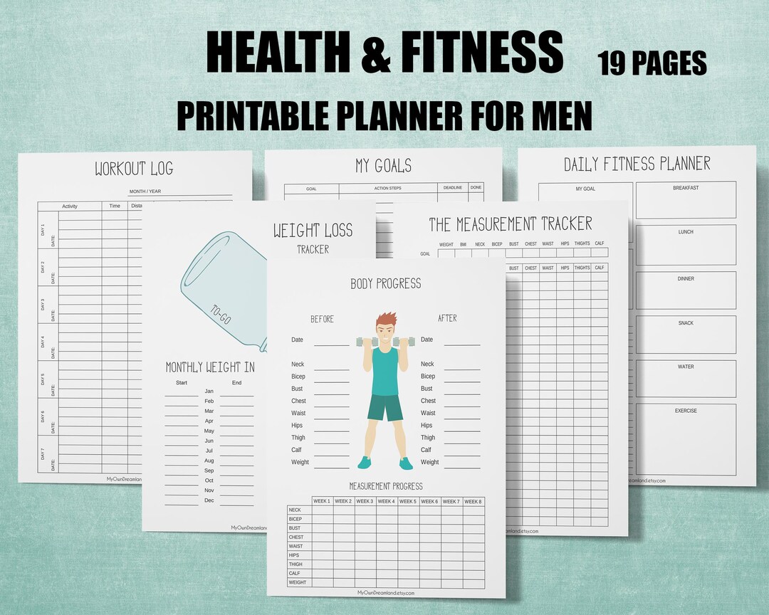 Workout Planner for Men: Printable Fitness Journal, Home Training ...