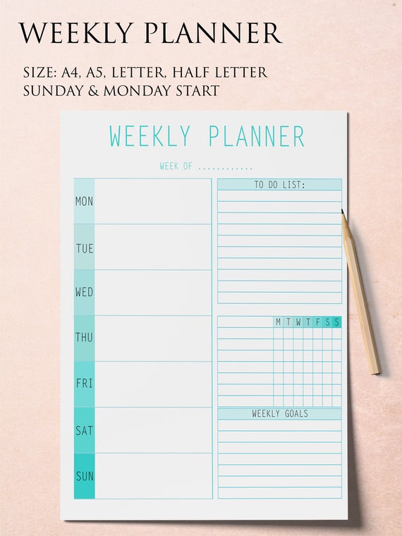 Calendars & Planners Digital Download Printable Planner Printable ...