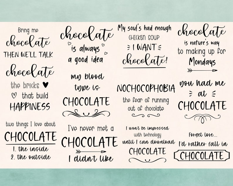 Chocolate Quotes SVG Bundle Chocolate Sayings Png Funny - Etsy