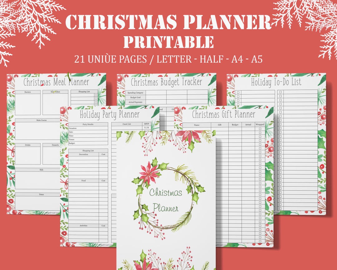 Christmas Planner Printable: Festive Holiday Organizer, Xmas Meal ...