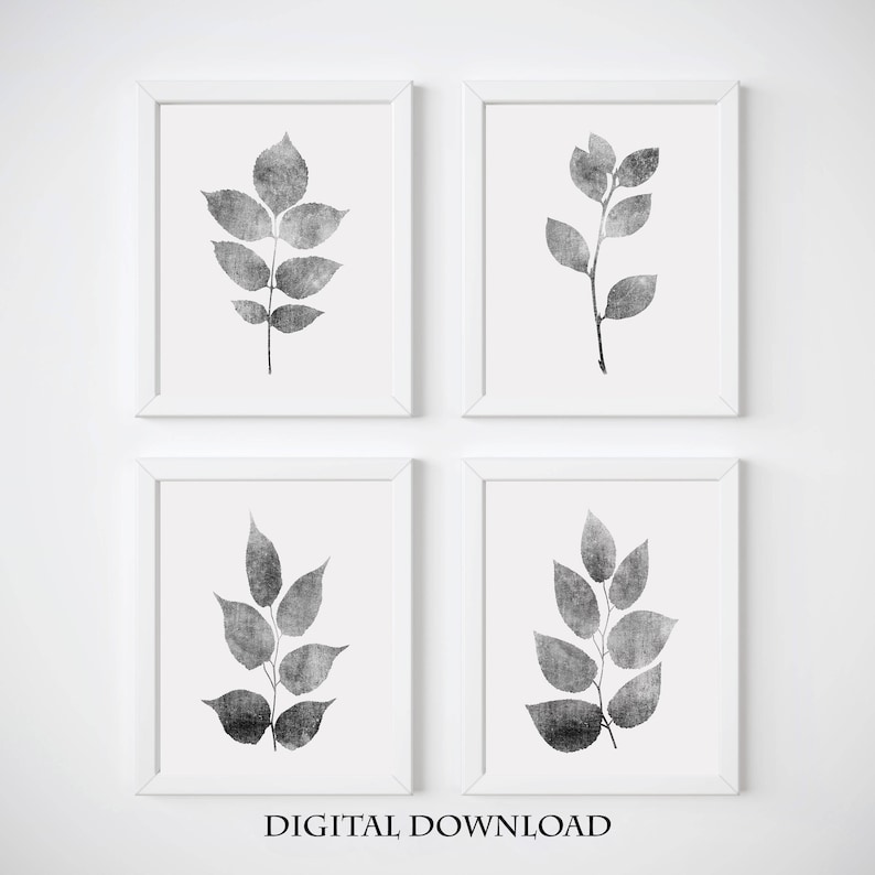 Grey Living Room Decor Set of 4 Wall Art Prints Downloadable | Etsy