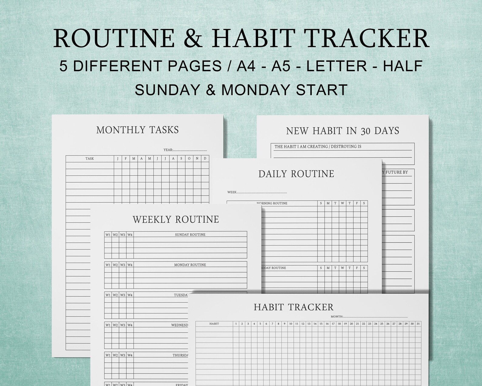 Routine Planner Printable: Habit Tracker Journal, Daily, Weekly ...