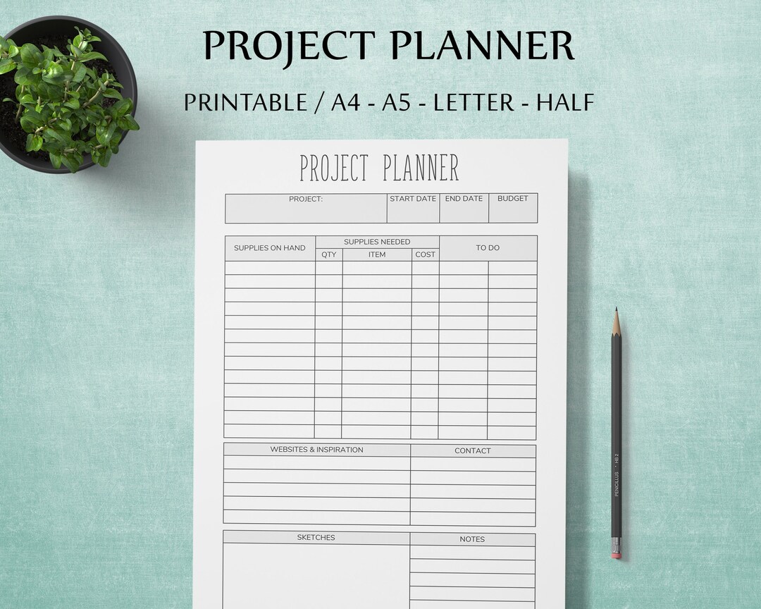 Project Planner Printable, Minimalsit Planner Insert, Task Planner ...