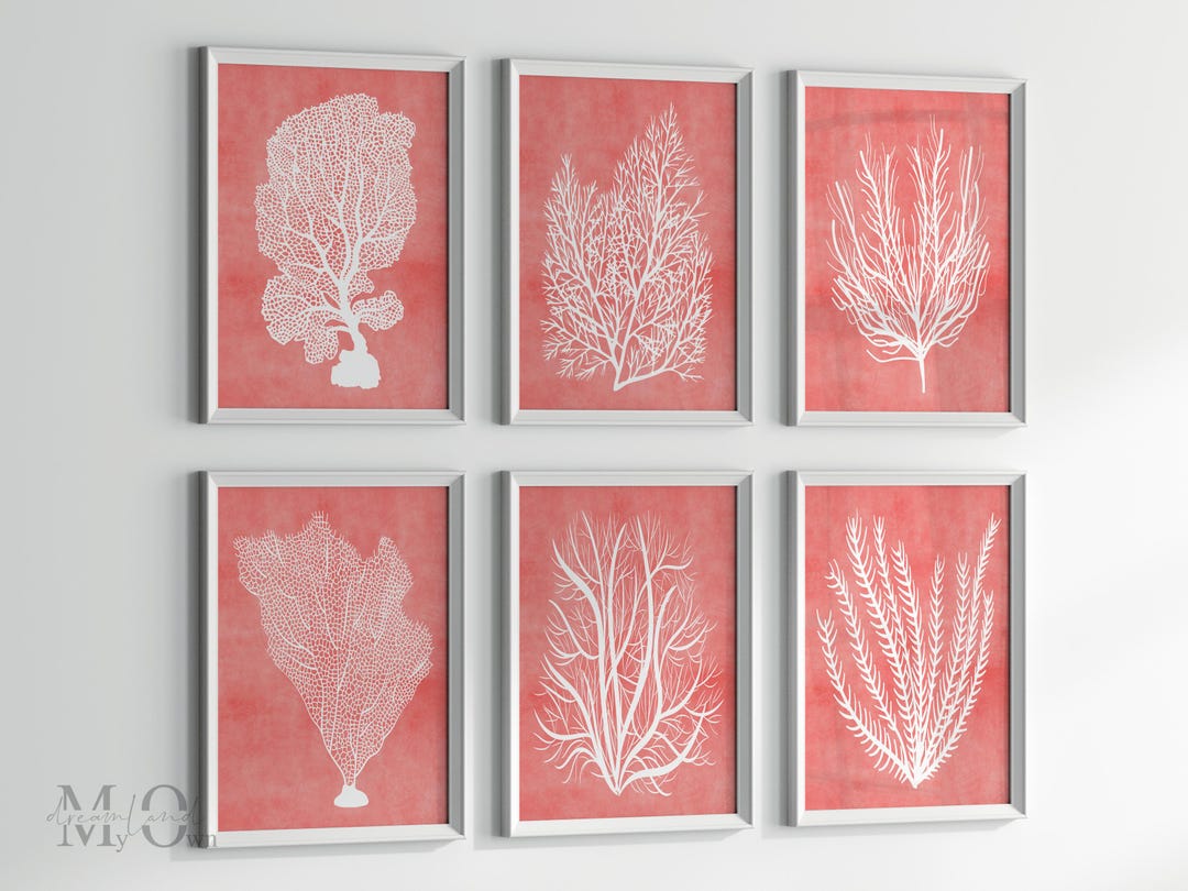 Red Coral Prints, Beach House Art Print, Sea Coral Wall Art, Coral ...