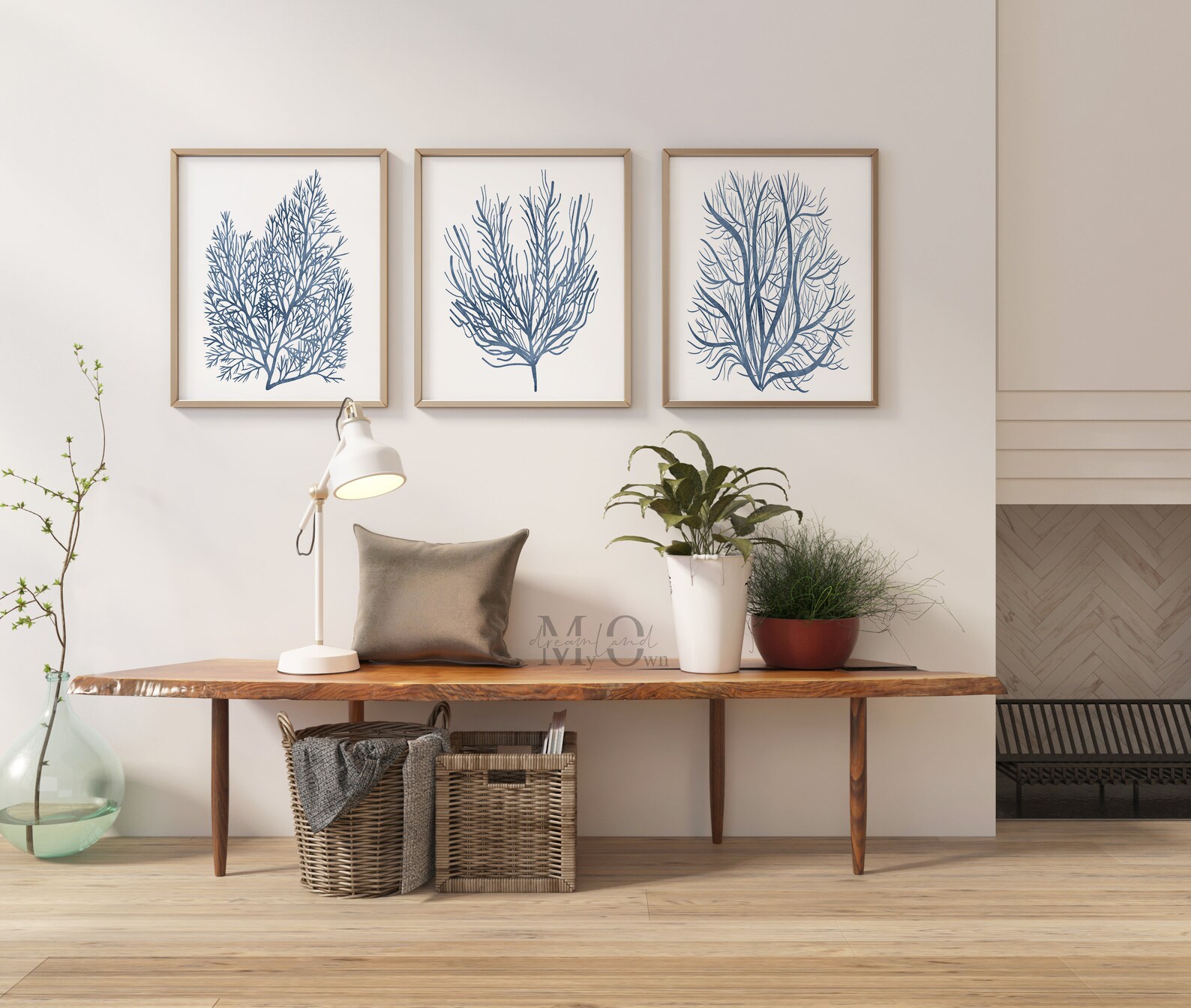 Ocean Coral Wall Decor in Blue: Hamptons Style Print, Coastal Poster ...