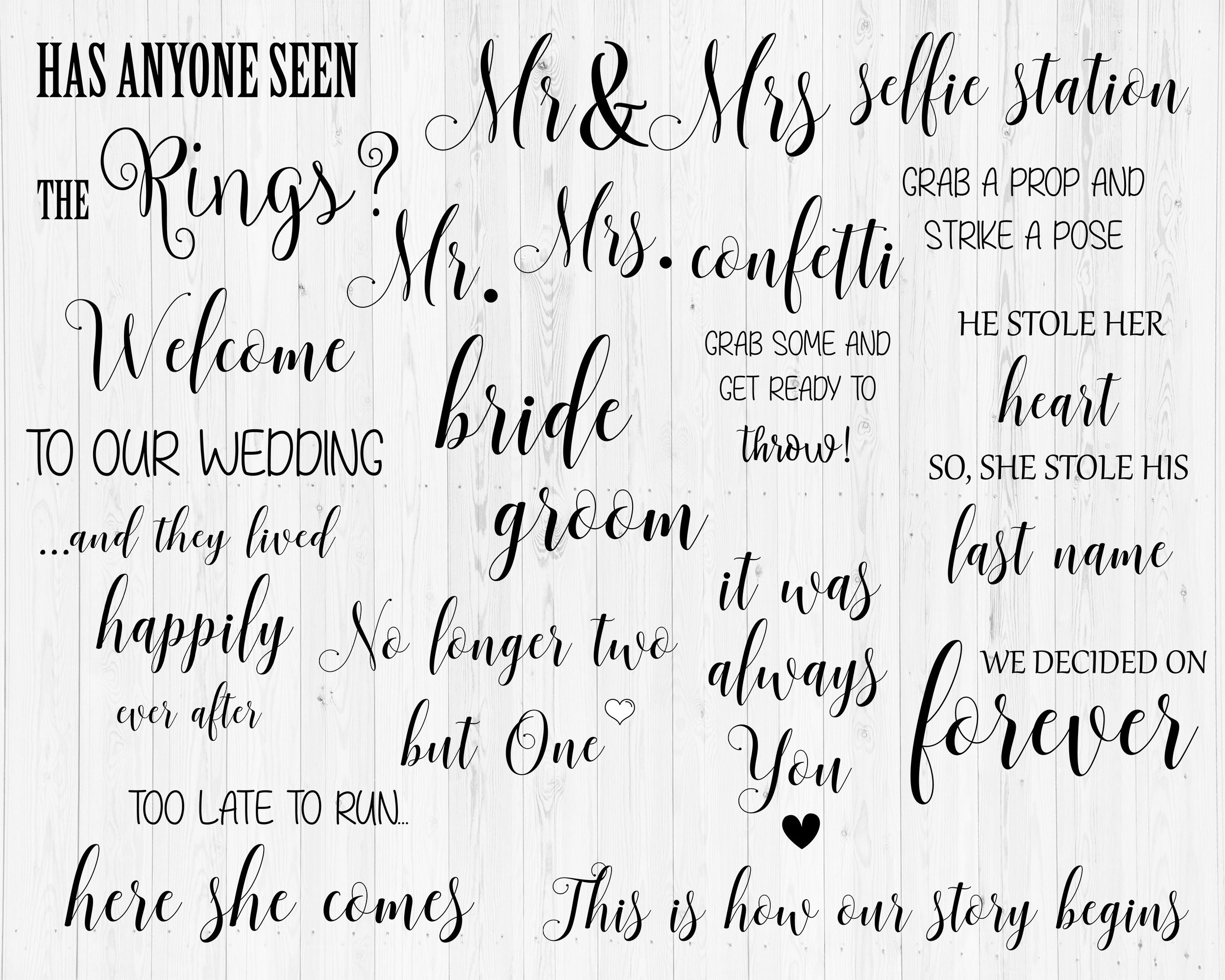Rustic Wedding Sign SVG Bundle: 24 Wedding Quotes (digital Files) - Etsy