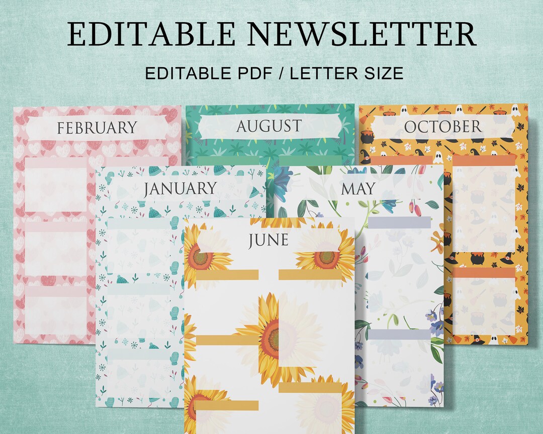 Editable Monthly Newsletter: Classroom & Seasonal Designs (PDF) - Etsy