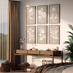 Neutral Floral Wall Art, Rustic Modern Art Print, Set of 6 Gallery Wall ...