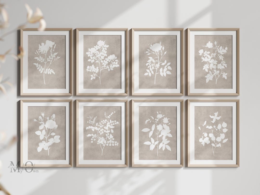 Neutral Color Flower Print, Farmhouse Rustic Wall Art, Beige Botanical ...
