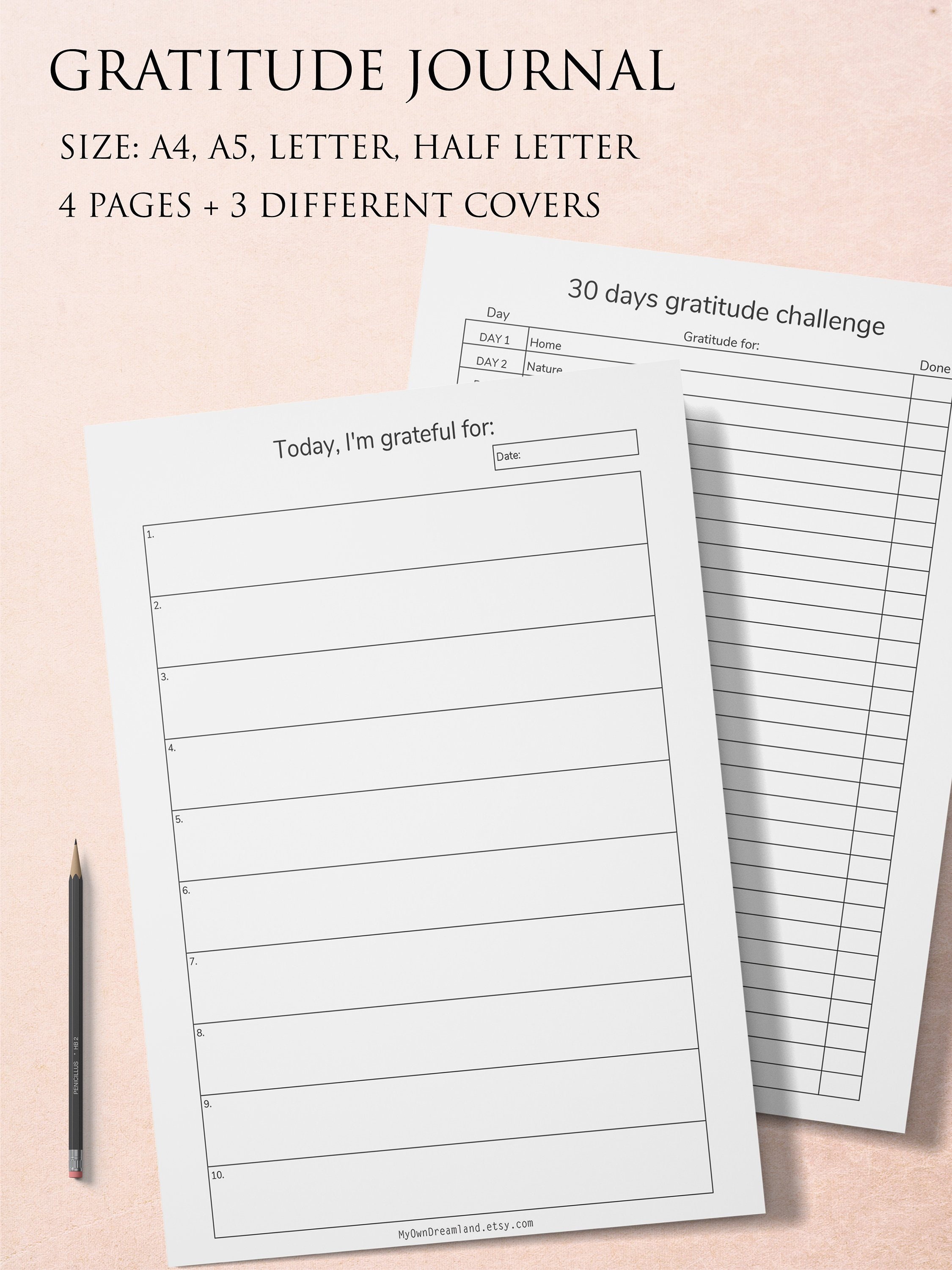 Gratitude Journal Printable Mindfulness Journal Daily | Etsy