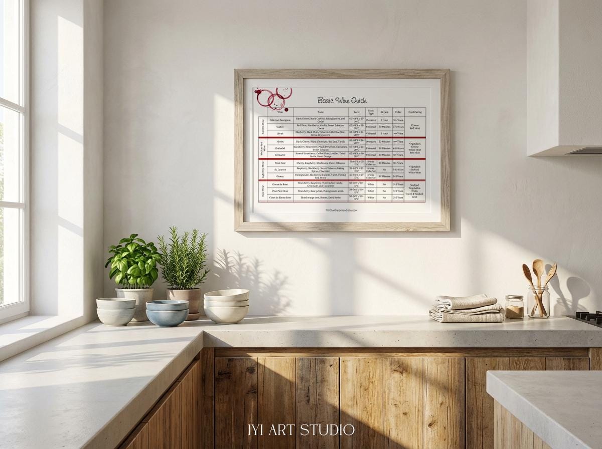 Wine Guide Printable: Food Pairing Chart (digital Download) - Etsy