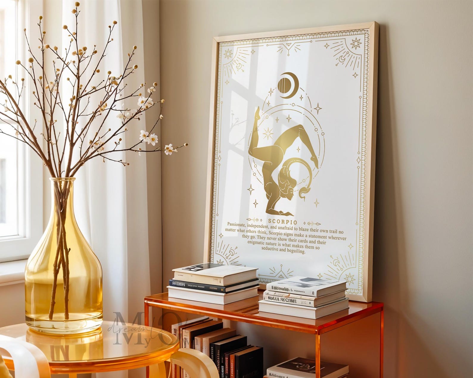 Scorpio Wall Art Prints in Gold: Zodiac Sign Print for the Wall ...