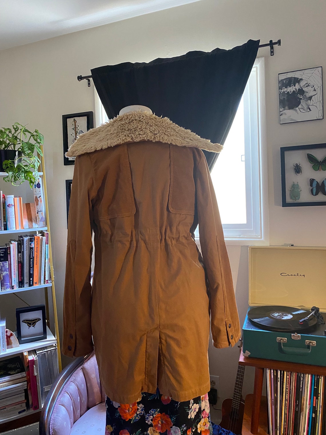 Y2K Faux Shirling Coat. Camel Color. Twill With Corduroy Patches. Snap ...