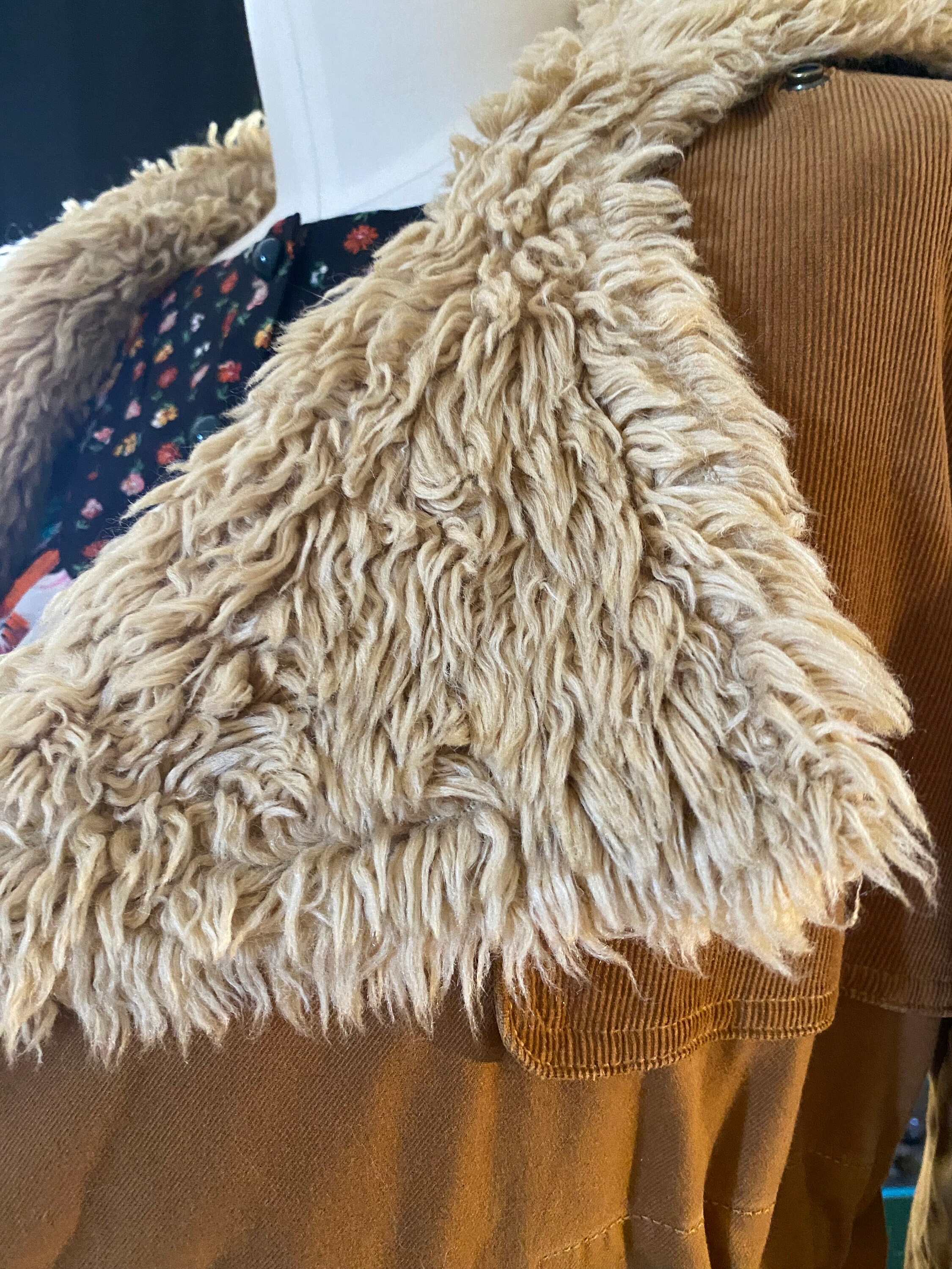 Y2K Faux Shirling Coat. Camel Color. Twill With Corduroy Patches. Snap ...