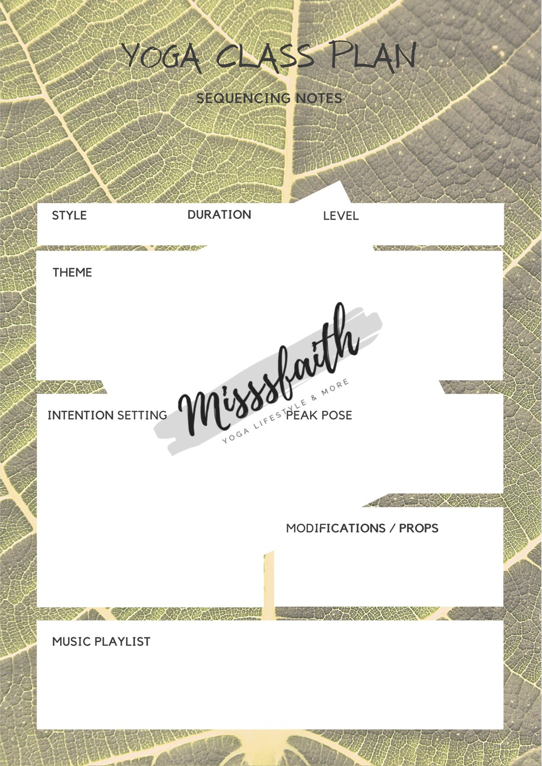 Yoga Class Plan, Yoga Planner, Yoga Class Printable, Yoga Sequencing ...