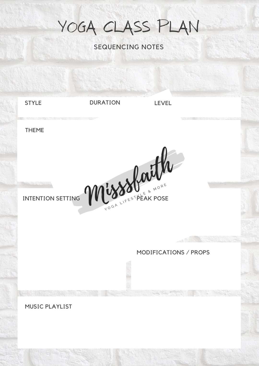 Yoga Class Plan, Yoga Planner, Yoga Class Printable, Yoga Sequencing ...