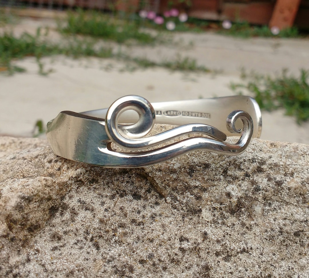 Vintage Silver Plated Fork Stack Cuff Bracelet Bangle Handmade ...