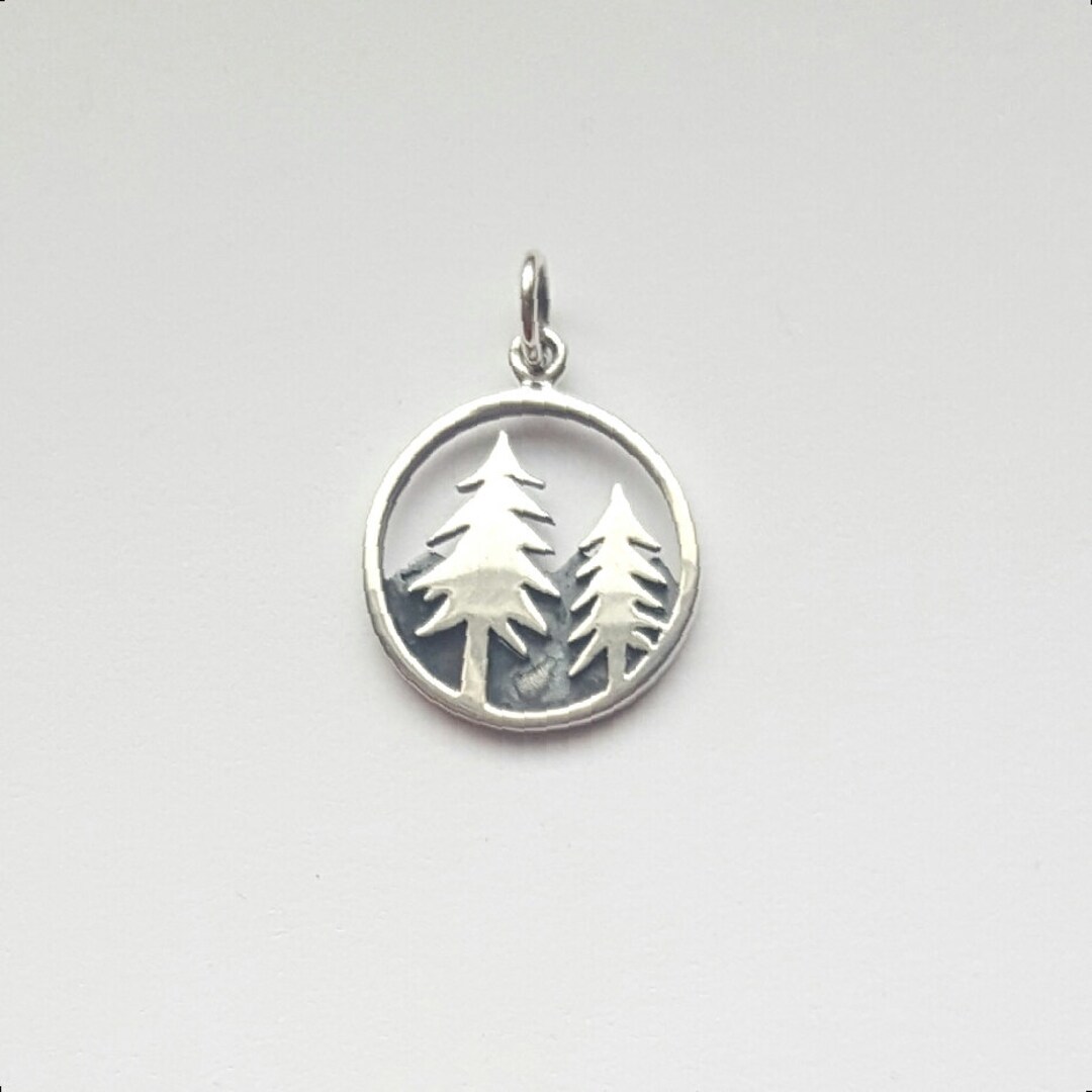 Sterling Silver Pine Tree Charm, Forest Pendant, Tree Pendant, 15mm ...