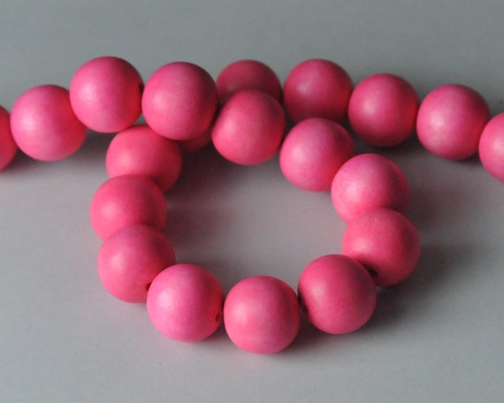Pink Beads Round Wood Beads 20 mm Large Beads Chunky | Etsy