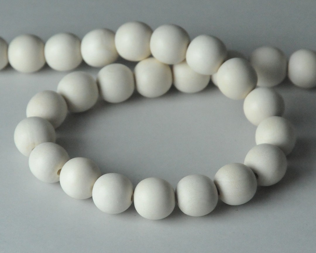White Beads, Round Wood Beads, 15mm, Large Beads, Chunky Beads ...