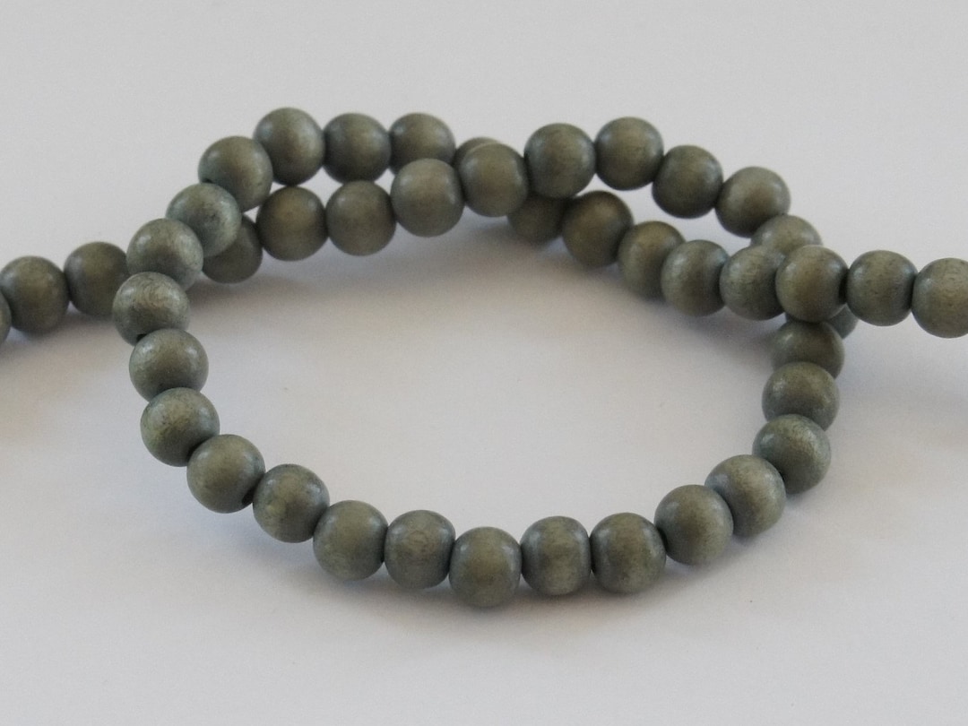 Gray Beads, 8mm, Round Wood Beads, Lightweight Beads, Fast Shipping ...