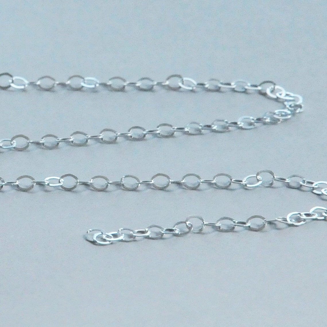 Sterling Silver, Jewelry Chain, by the Foot, Flat Circle Chain, 3.2mm ...