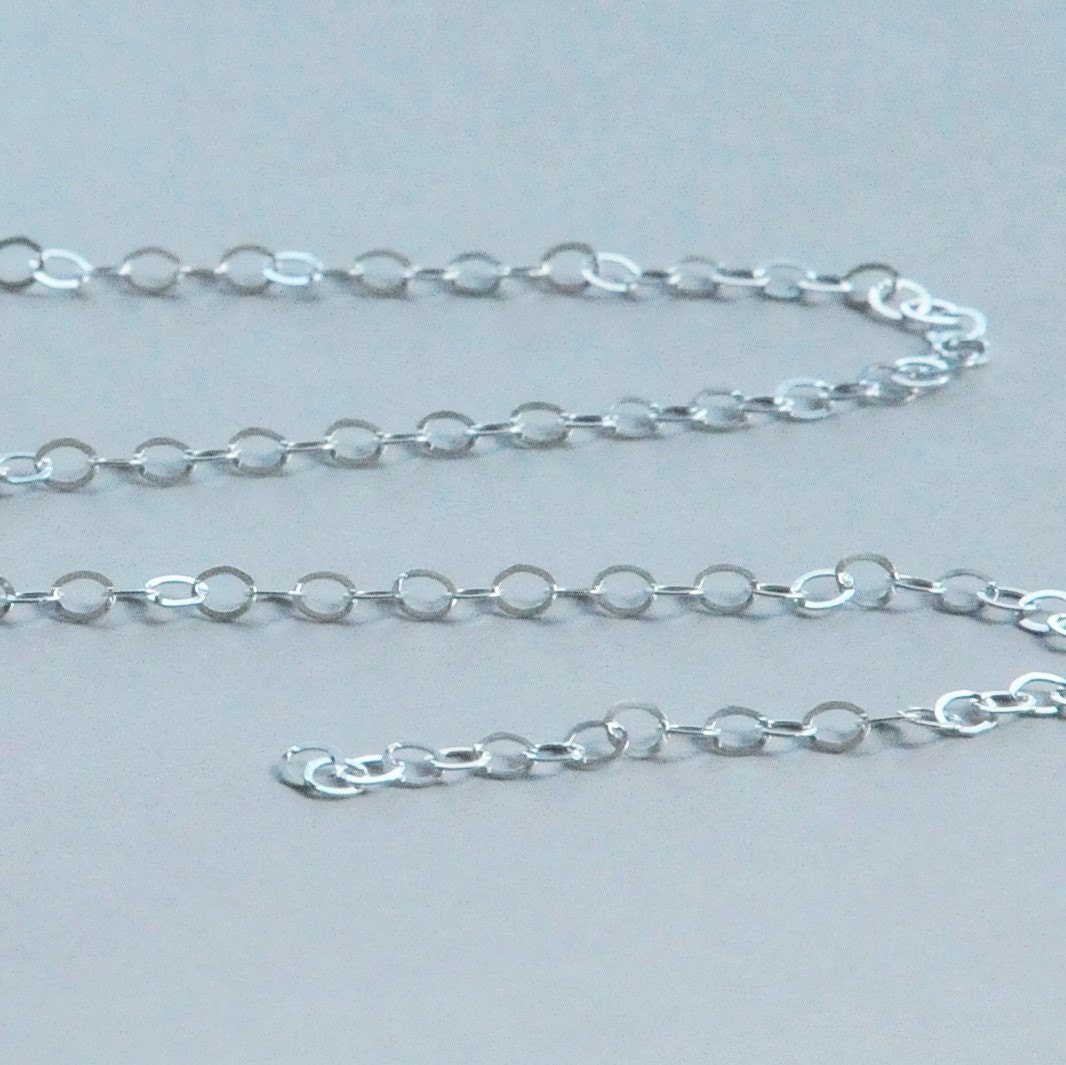 Sterling Silver, Jewelry Chain, by the Foot, Flat Circle Chain, 3.2mm ...
