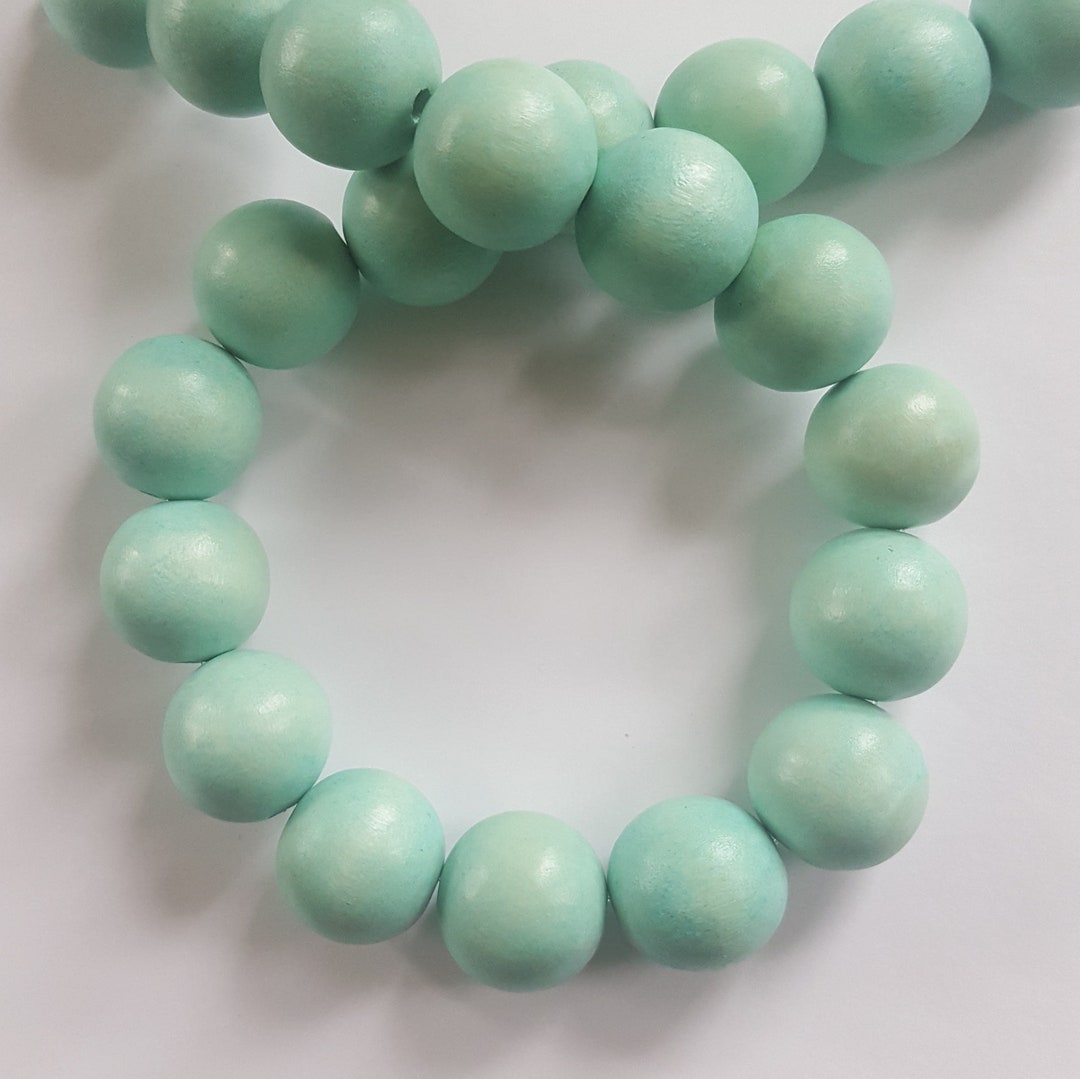 Mint Beads, Round Wood Beads, 20 Mm, Large Beads, Chunky Beads ...