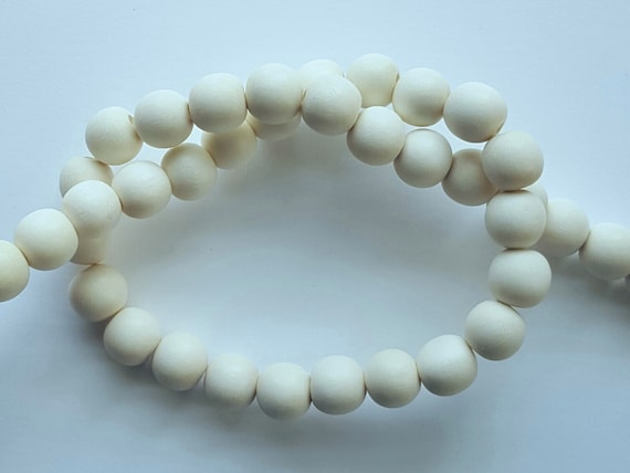 White Wood Beads Round Wood Beads 10mm Lightweight Beads | Etsy